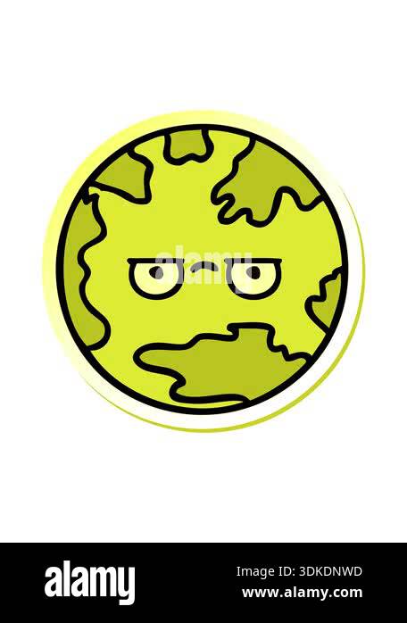 changing color animation of sticker of a cute cartoon planet earth ...