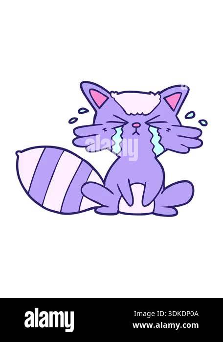 pixelize effect animation of cartoon raccoon crying Stock Video Footage ...