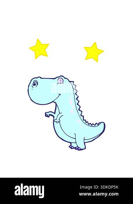 spinning stars animation of cartoon dinosaur doodle Stock Video Footage ...