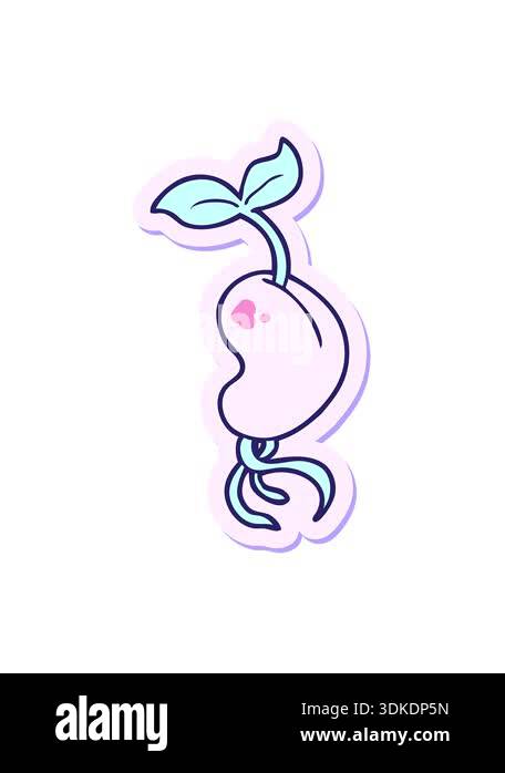 jiggle motion animation of sticker of a cartoon sprouting seed Stock ...