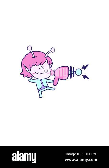 rise and float animation of drawing of alien girl Stock Video Footage ...