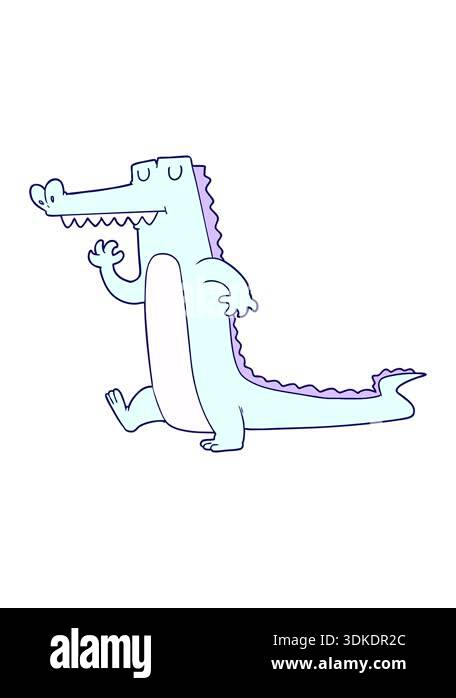 neon light effect animation of crocodile cartoon Stock Video Footage ...