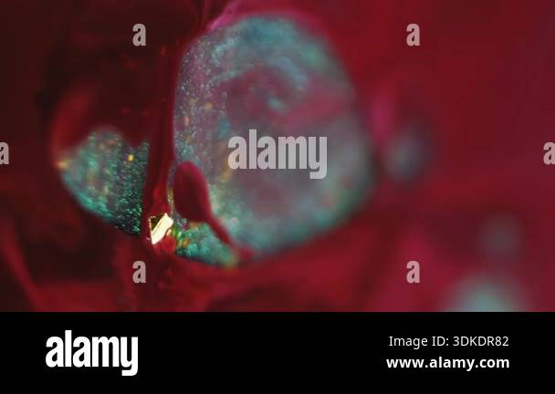 Vertical video. Abstract oil. Kaleidoscope art. Defocused red crimson ...