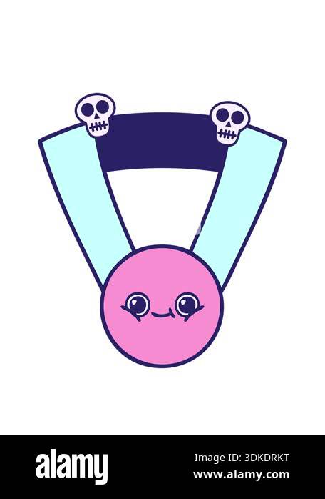 spinning skulls animation of cute cartoon of a gold medal Stock Video ...