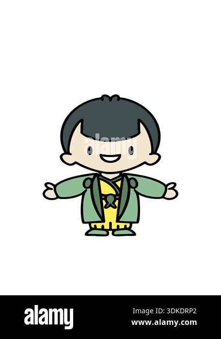 bobbing motion animation of japanese man in wedding clothes with open ...