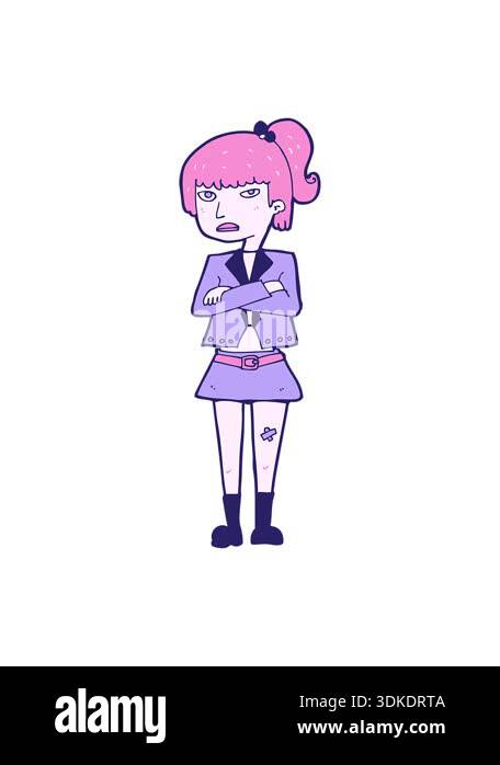 jiggle and pause animation of cartoon cool girl Stock Video Footage - Alamy