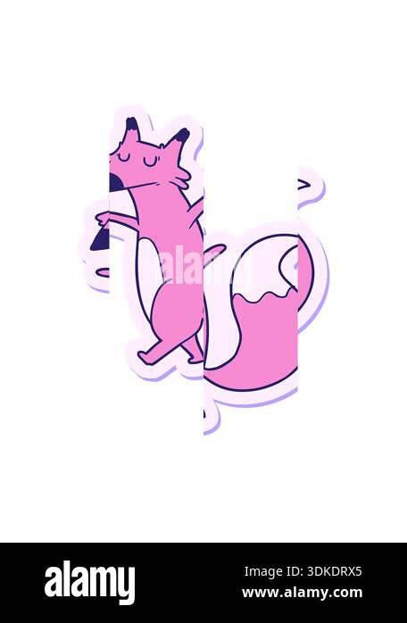 splitting motion animation of sticker of a cartoon fox Stock Video ...