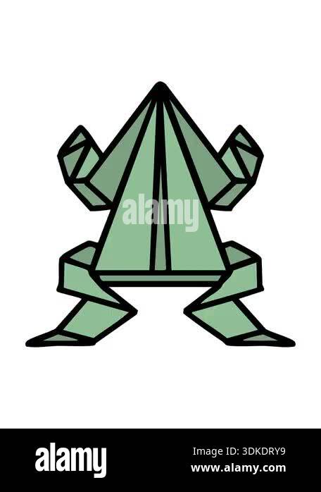 pixelize effect animation of japanese folded paper origami frog Stock ...