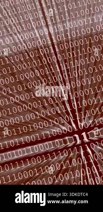 Abstract animation of binary code flying through a digital tunnel ...