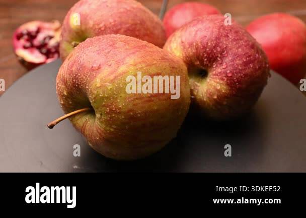 Rotating Fresh Organic Red Apple Close Up Studio Shot Stock Video ...