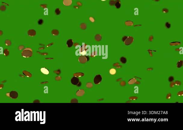 Falling gold coins 4K loop animation with alpha channel. Realistic ...