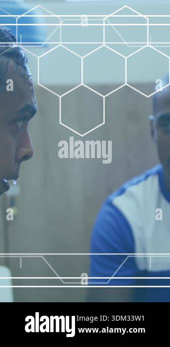 Animation of white frame with markers over football players during ...