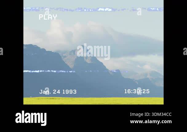 On PLAY icon playing footage, timestamp updating per second with VHS ...