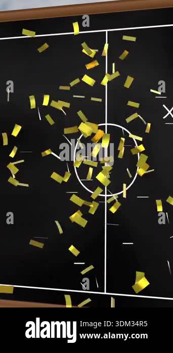 Animation of confetti falling and sports tactics on basketball court ...