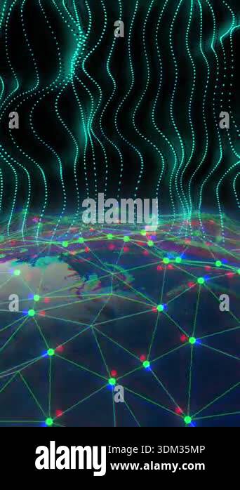 Animation of network of connections over globe. Global connections ...