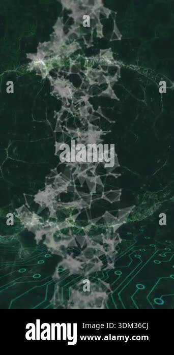 DNA strand and circuit board, digital data processing animation ...