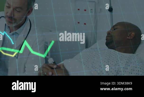 Doctor placing oximeter on finger and initiating transparent vital ...