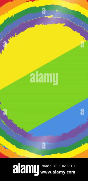 Animation of globe with rainbow flags over rainbow background. Pride ...