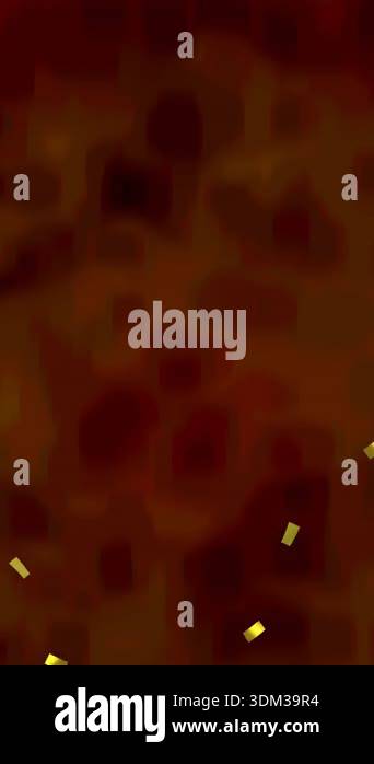 Animation of gold confetti falling over red and black background ...