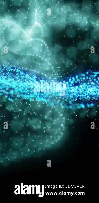 Blue and white particles forming wave patterns, abstract animation ...