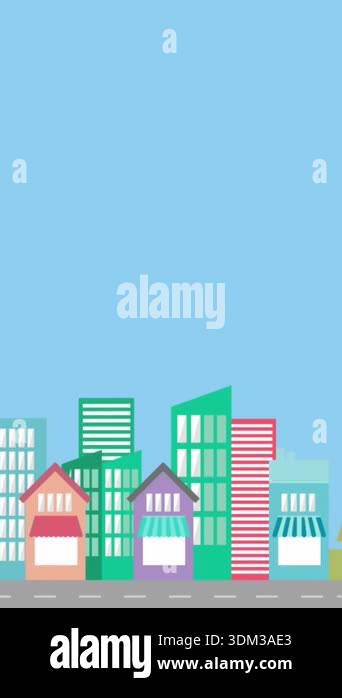 Animation of fall leaves over cityscape on blue background. Seasons ...