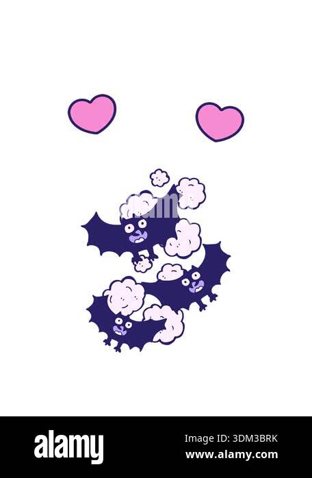 spinning hearts animation of cartoon bats Stock Video Footage - Alamy