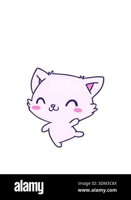 stretching up animation of cartoon illustration of cute kawaii cat ...