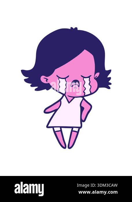 vibrating motion animation of cartoon girl crying Stock Video Footage ...