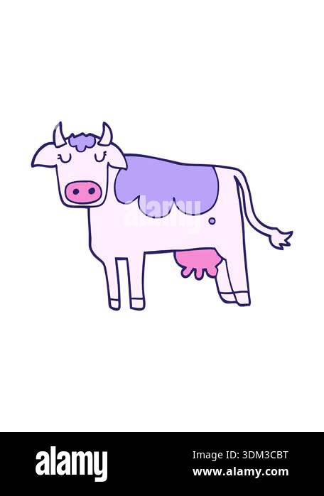 spinning motion animation of cartoon cow design Stock Video Footage - Alamy