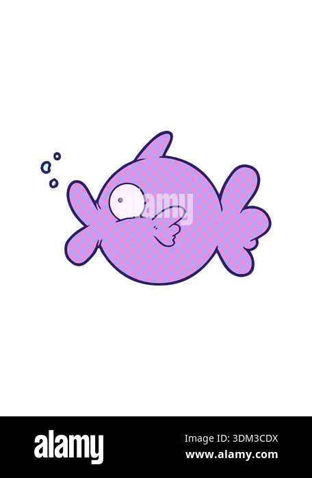 popping motion animation of cartoon fish character Stock Video Footage ...
