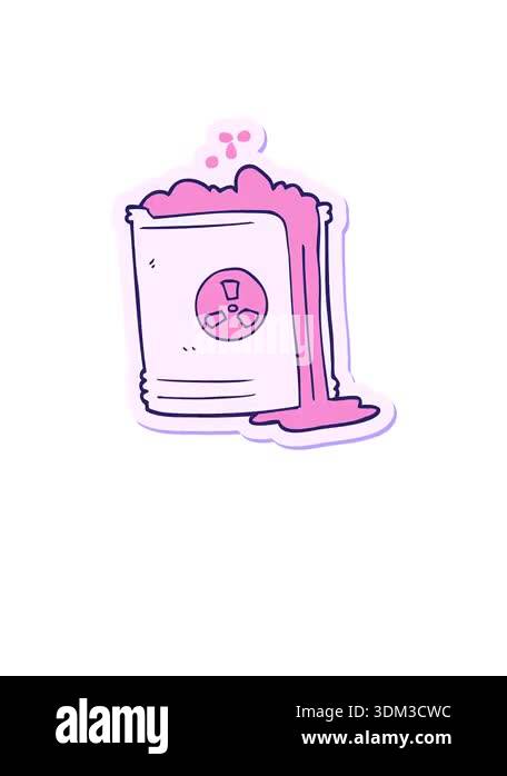 rise and float animation of sticker of a cartoon radioactive waste ...