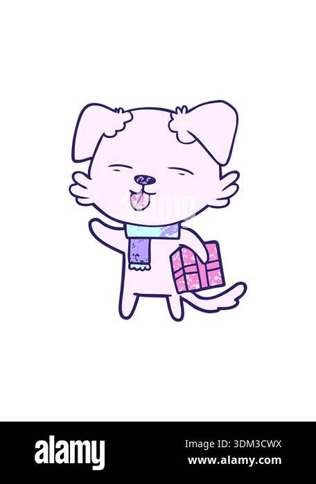pressure popping animation of cartoon dog with xmas gift Stock Video ...