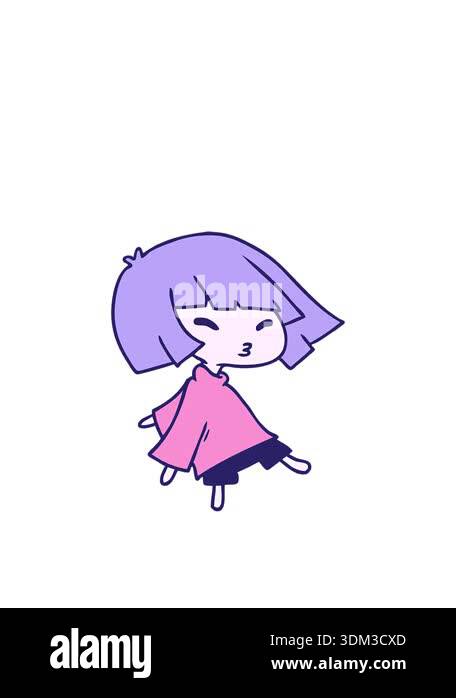 jumping motion animation of illustration of cute kawaii girl Stock ...