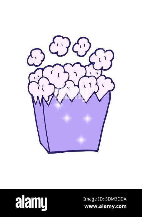 glitter effect animation of cartoon doodle cinema popcorn Stock Video ...