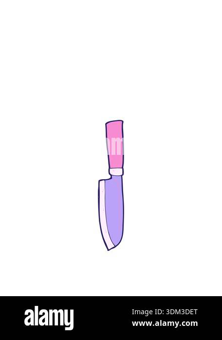 stretching up animation of cartoon kitchen knife Stock Video Footage ...