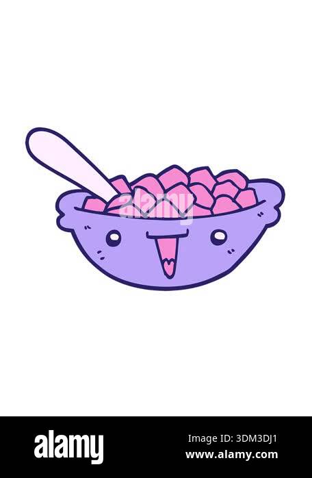 jiggle motion animation of cute cartoon bowl of cereal Stock Video ...