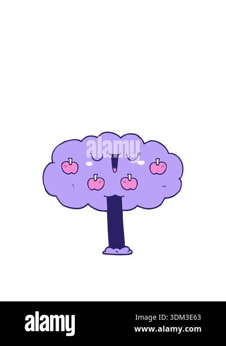 stretching up animation of cartoon apple tree design Stock Video ...
