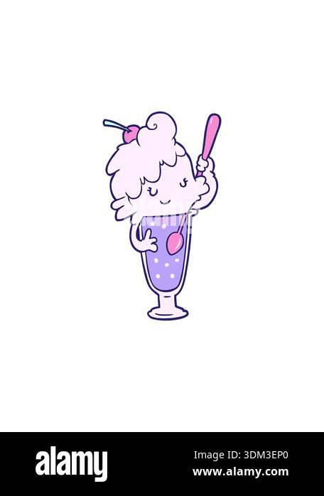 radioactive glowing animation of a cartoon ice cream soda girl Stock ...