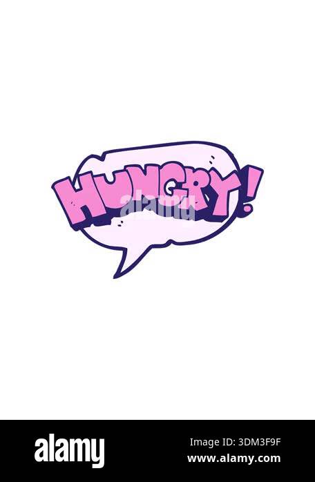 popping motion animation of freehand drawn speech bubble cartoon hungry ...