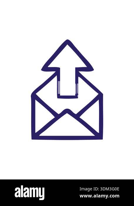 pressure popping animation of line drawing cartoon of a envelope with ...