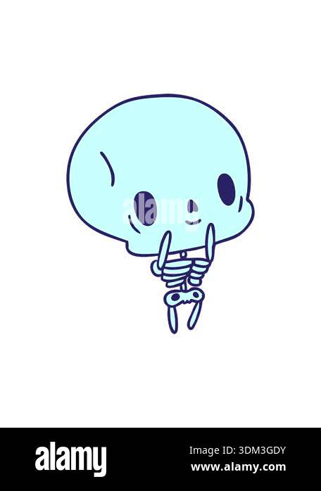 spinning motion animation of cartoon of a kawaii cute dead skeleton ...