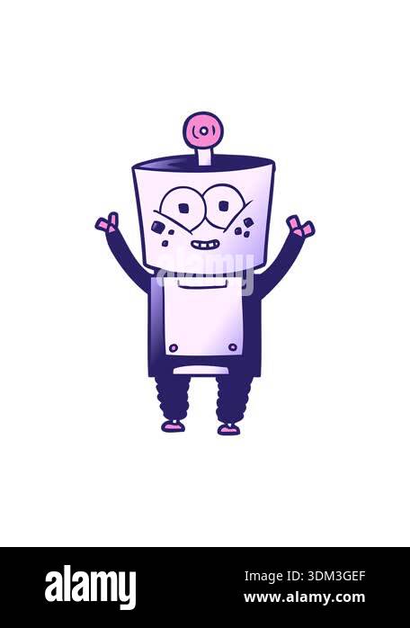 bob and pause animation of happy cartoon of robot waving hello Stock ...