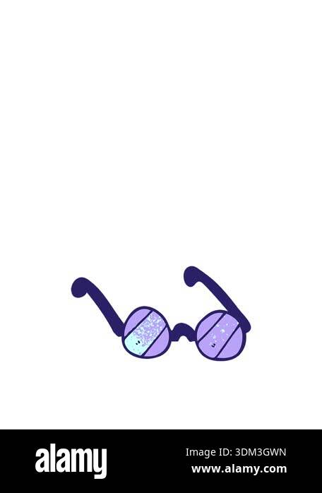 rise and float animation of cartoon doodle glass spectacles Stock Video ...