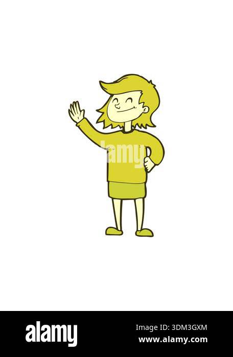 changing color animation of neon color palette cartoon of a woman Stock ...