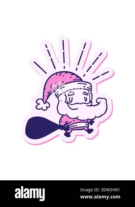shivering motion animation of sticker of a tattoo style santa claus ...