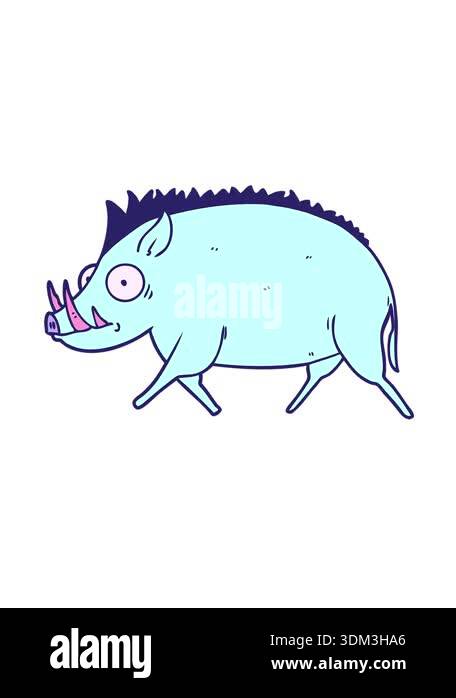 jiggle motion animation of cartoon wild boar Stock Video Footage - Alamy