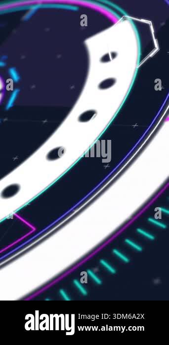Animation of processing circle and hexagons on black background. Data ...