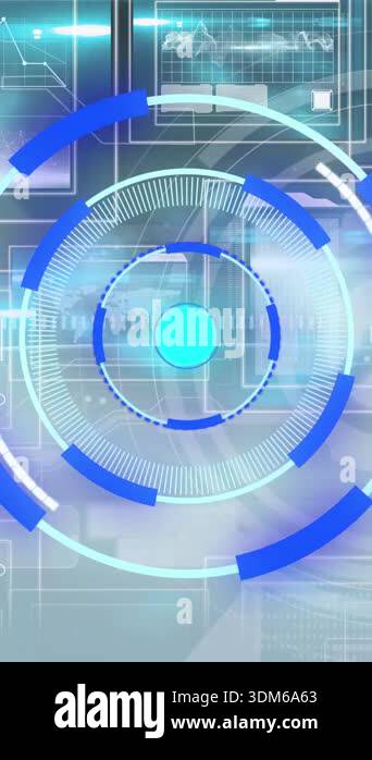 Animation of processing circle on scientific graph and data. global ...