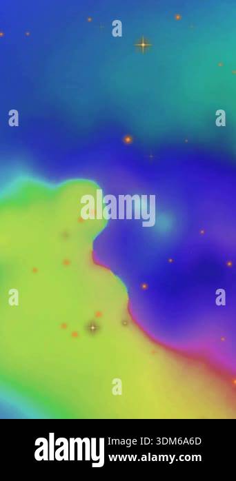 Animation of yellow light spots over colourful shapes on blue ...