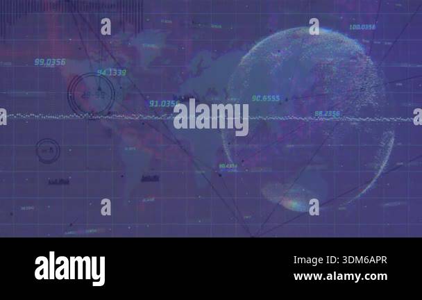 Horizontal data trace pulsating triggers 3D globe forming and rotating ...